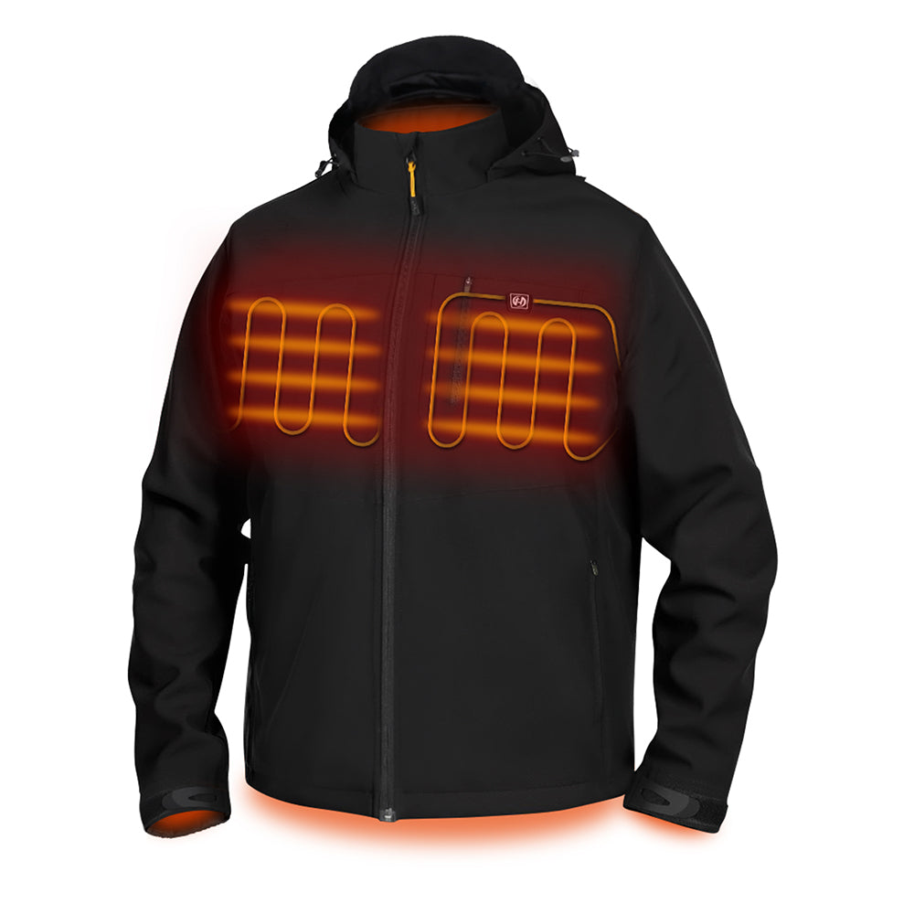 Men's Heated Jacket With Detachable Hood and Battery Pack ...