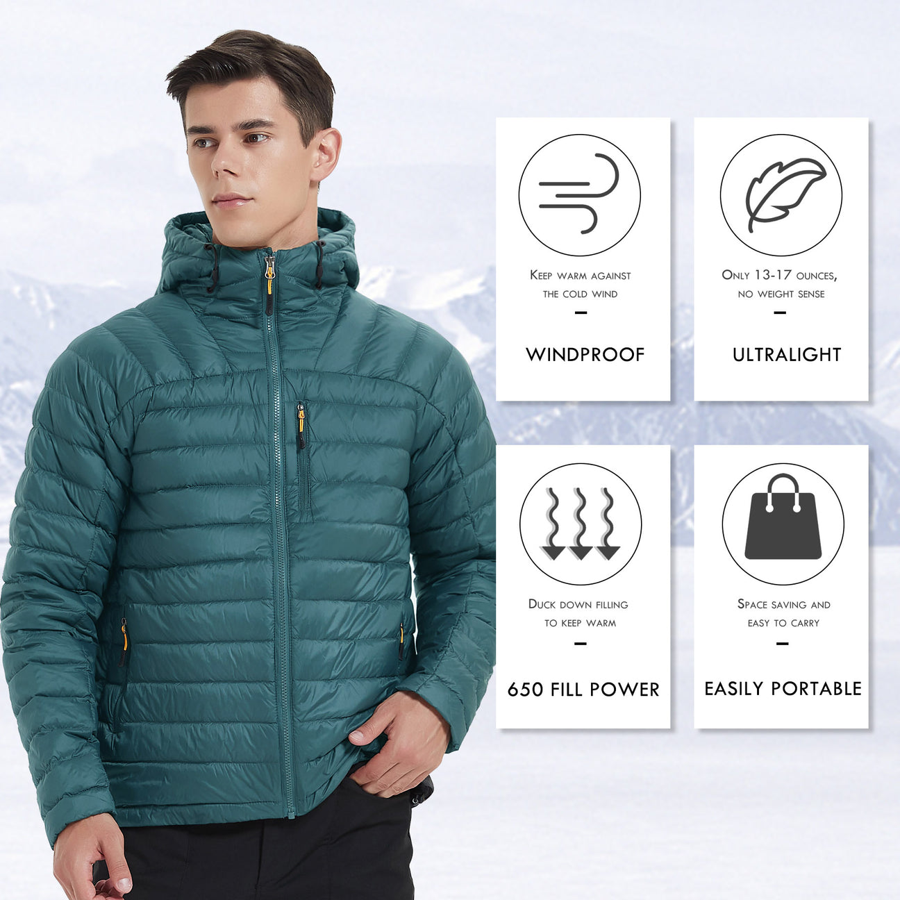 Men's Down Jacket | Packable Down Jacket | Hardland Men’s Down Jacket ...